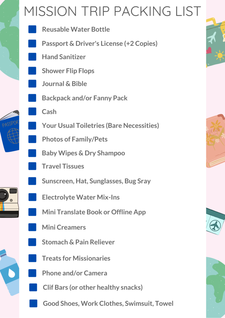 My Mission Trip Pack List - Children's Bible Ministries